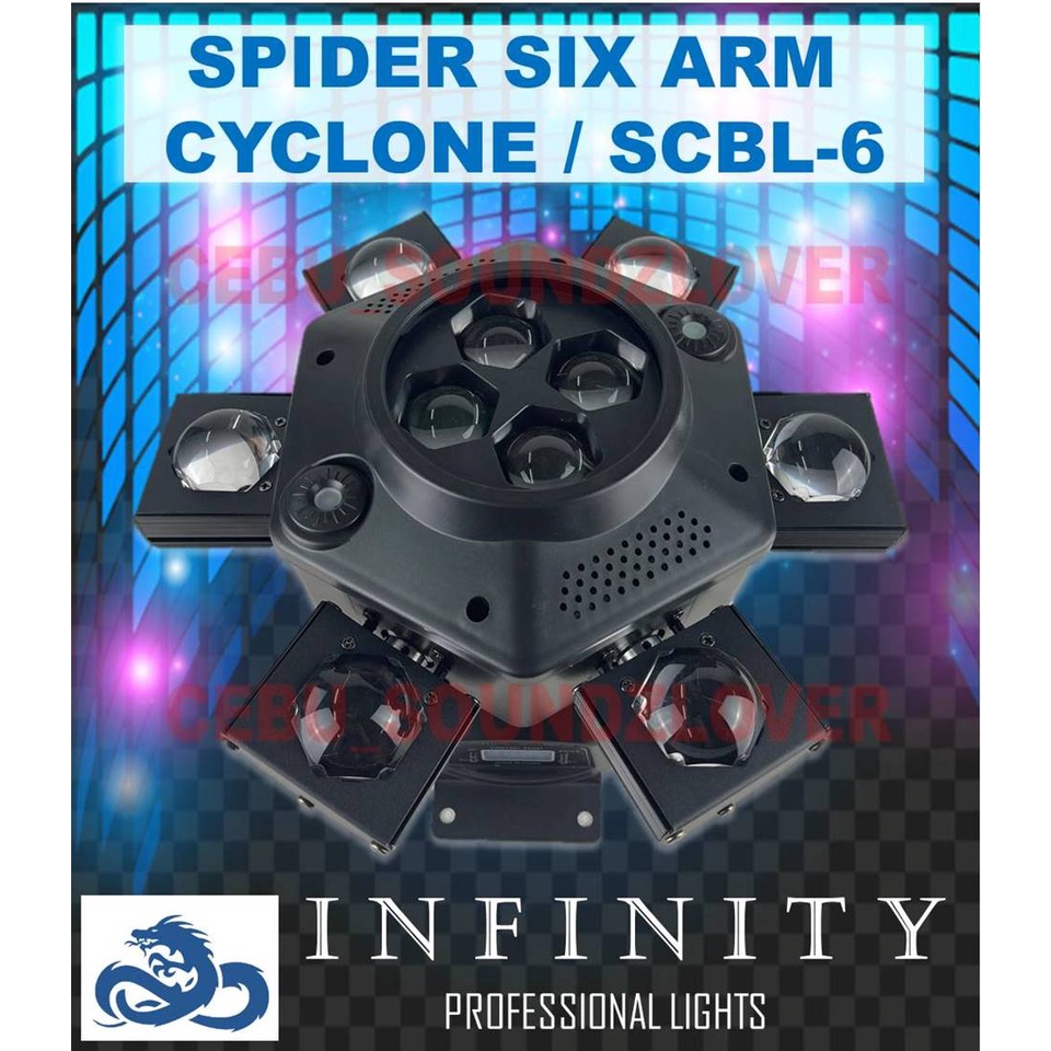 Infinity Spider Six Arm Cyclone SCBL-6 RGBW LED Bee Eyes Beam with ...