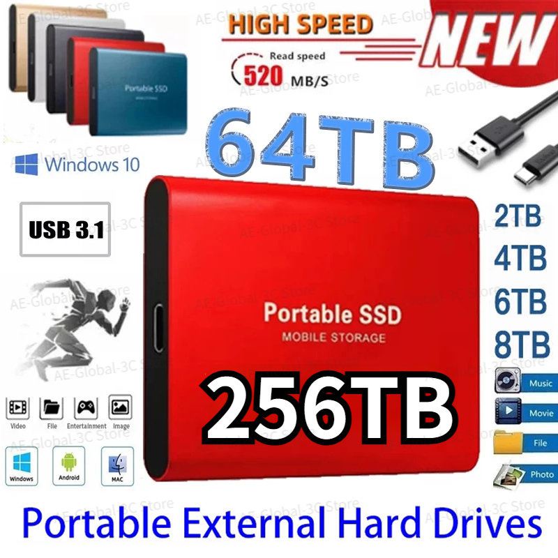 2023 Portable Disco Duro Externo USB 3.1 Type-C M.2 SSD External Hard ...