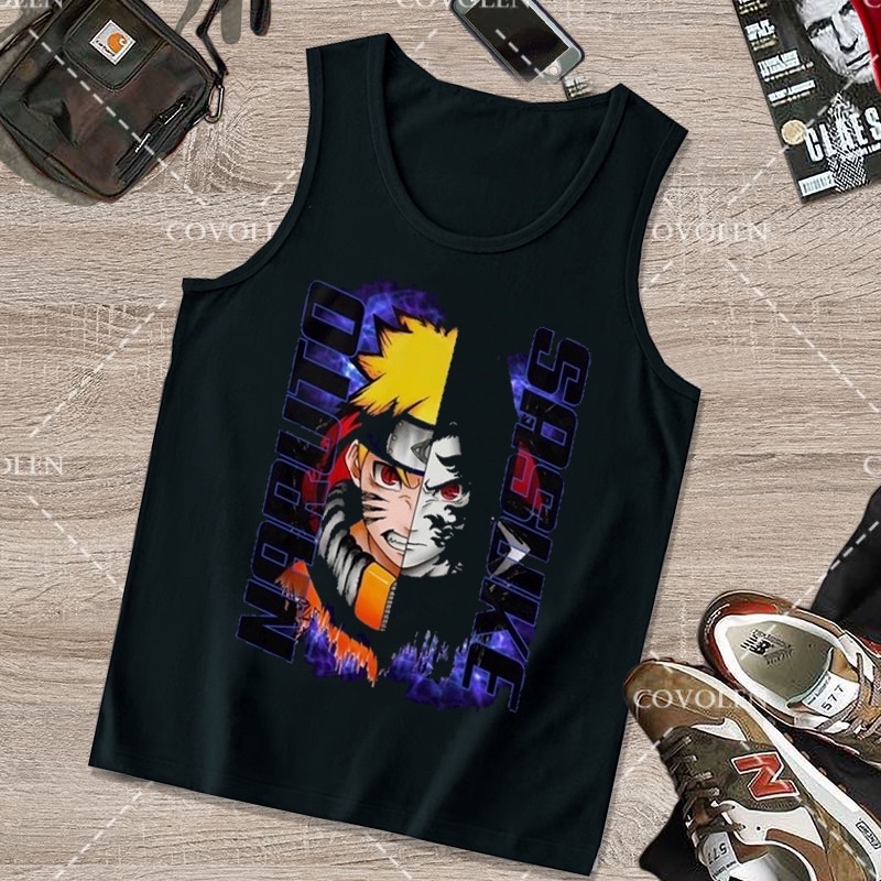 Anime Naruto Fashion Sando For Men Tank Tops black white | Shopee ...