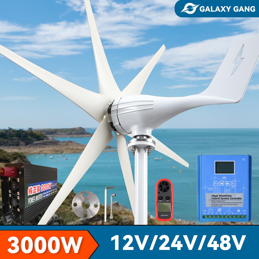 Small Wind Mill Turbine Electricity Generator Complete Kit 3kw 24v 48v ...