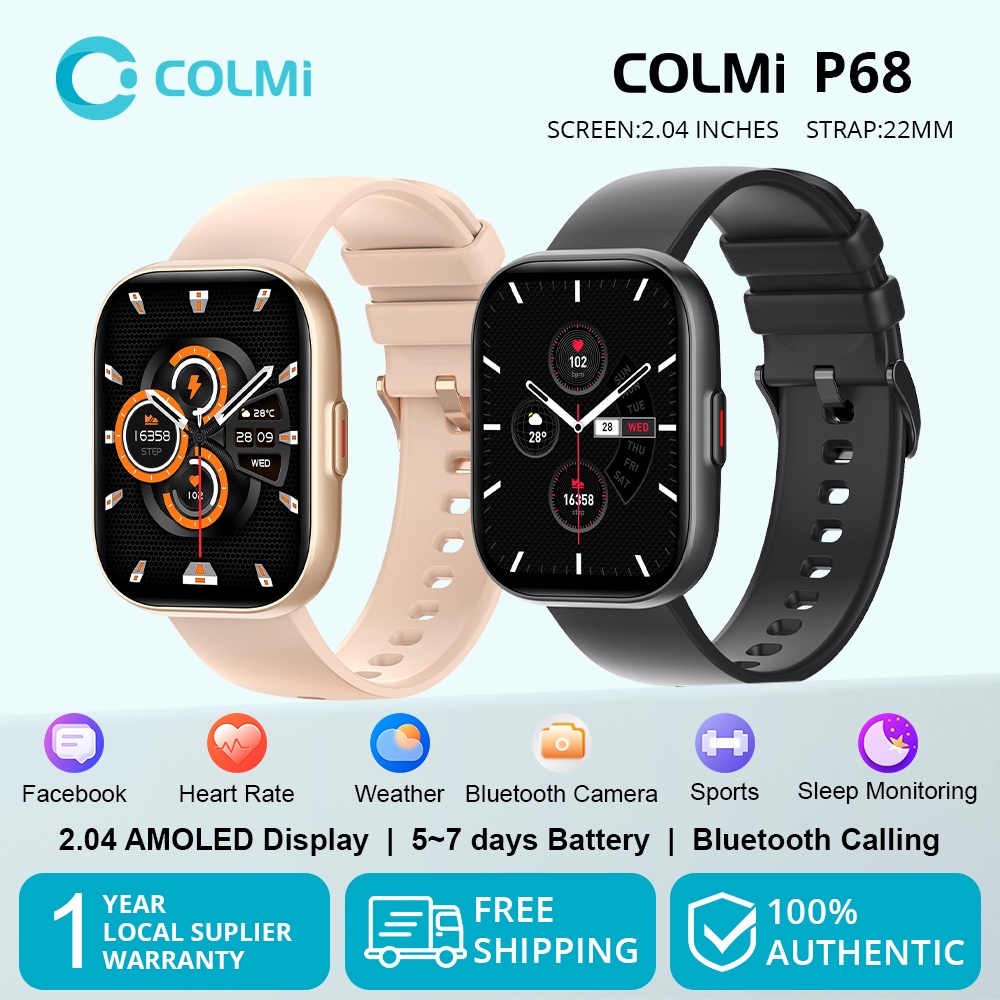 COLMI Silicone AMOLED IP67 Waterproof P68 Smart Watch 22mm | Shopee ...