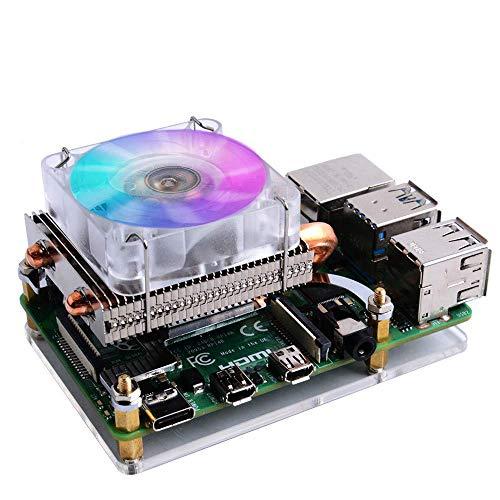 GeeekPi Raspberry Pi 4 Fan Heatsink Low Profile ICE Tower CPU Cooler with RGB Cooling Compatible ...
