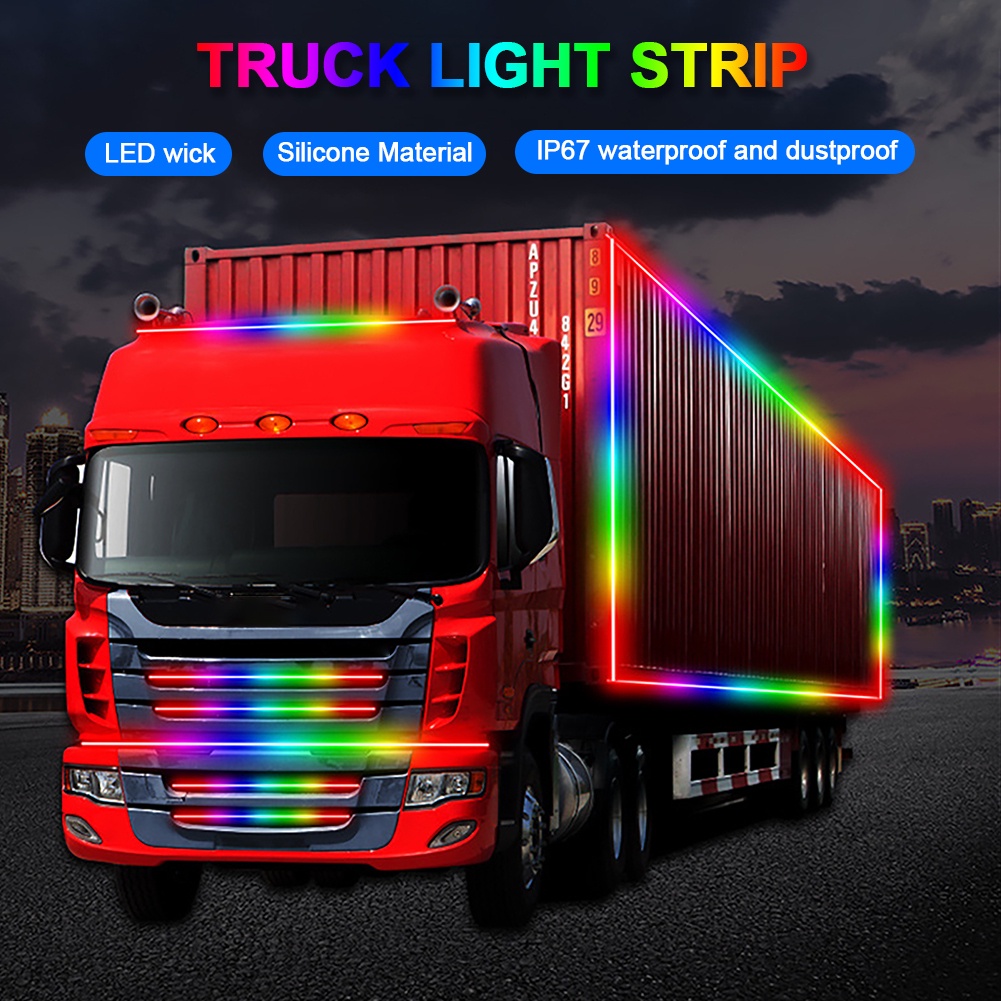 ┋24V RGB Truck Light Flashing LED Strip Lights Colorful Streamer ...