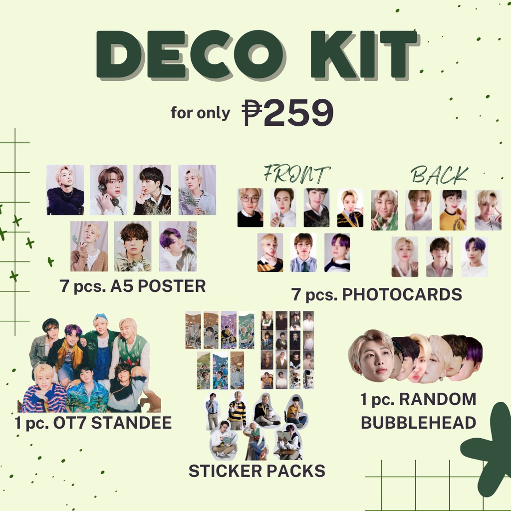 BTS DECO KIT Fanmade Kit A5 Poster Sticker Packs Standee Photocards ...