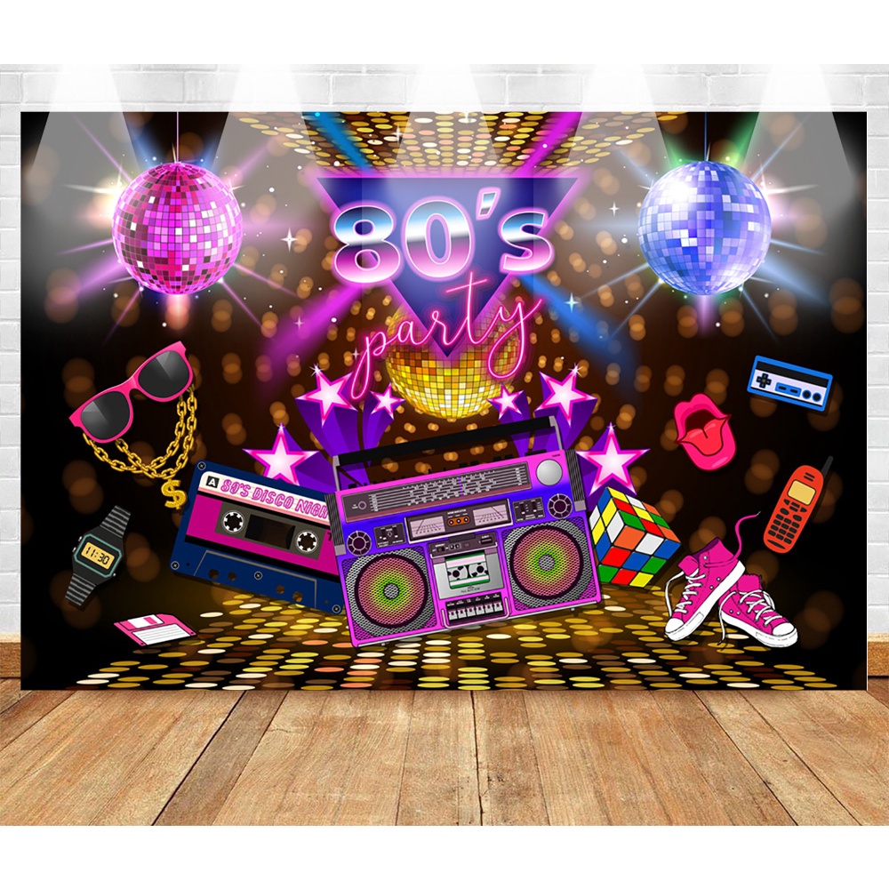 ♗80s Party Backdrop Disco Theme Retro Style Photo Backdrop 80's ...