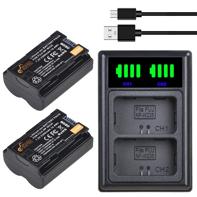 ┋2280mAh NP-W235 Battery for Fujifilm X-H2, X-H2S, X-T4, X-T5, GFX100S ...