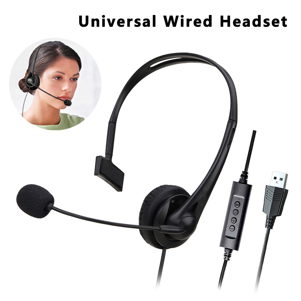Call Center Headset 3.5mm USB Wired Business Headphone With Microphone ...