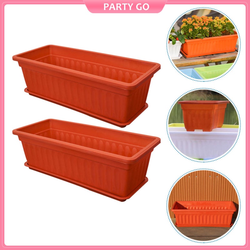 ☼Vegetable Planter Box Plastic Pots Plants Planters Rectangular Flower ...