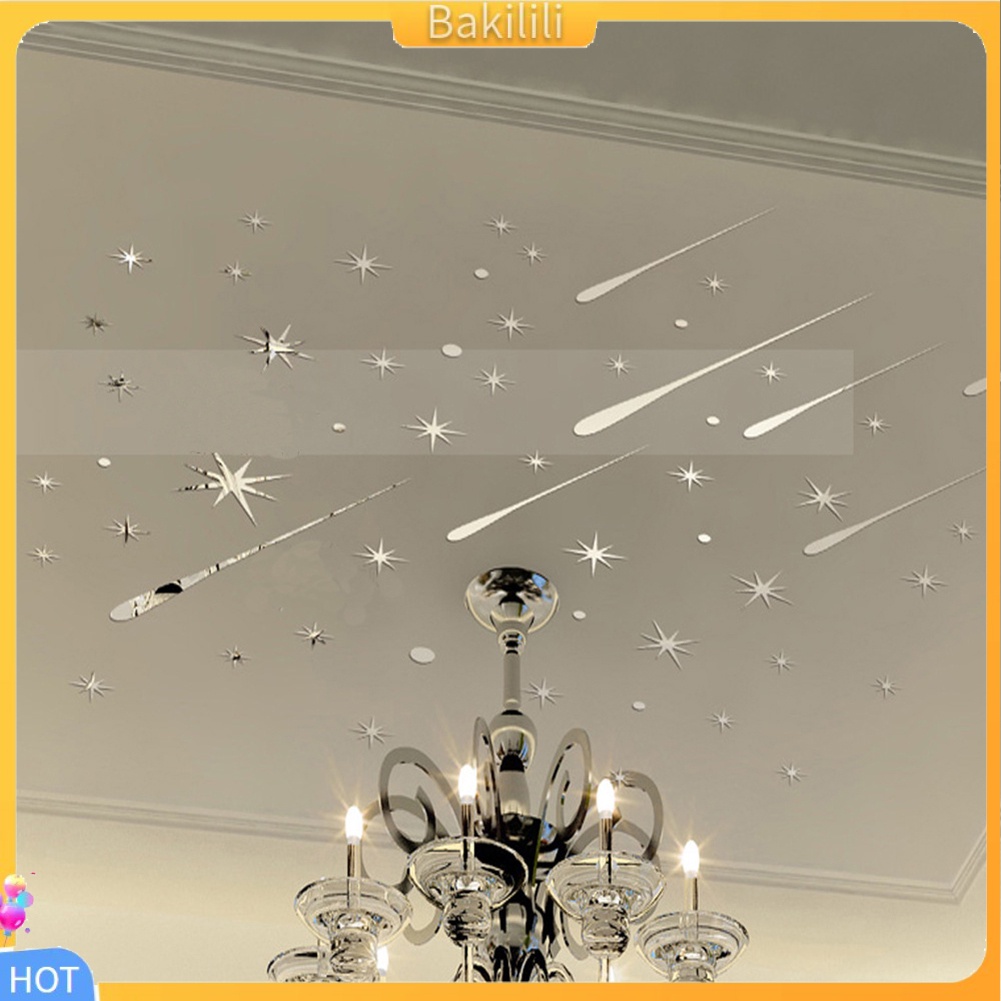 (Bakilili) Meteor Showers Stars Mirror Wall Art Stickers DIY Decal Kids ...