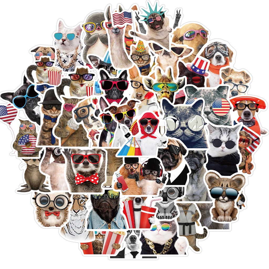 50Pcs Funny Cats Emoji Series Stickers DIY Luggage Laptop Waterproof ...