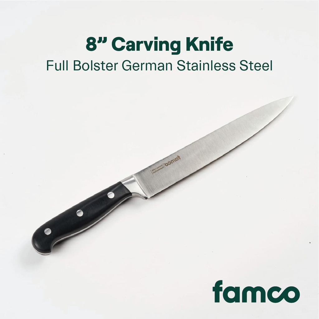 Famco 8" Carving Knife, German Stainless Steel 2.5mm HRC56, Ergonomic ...