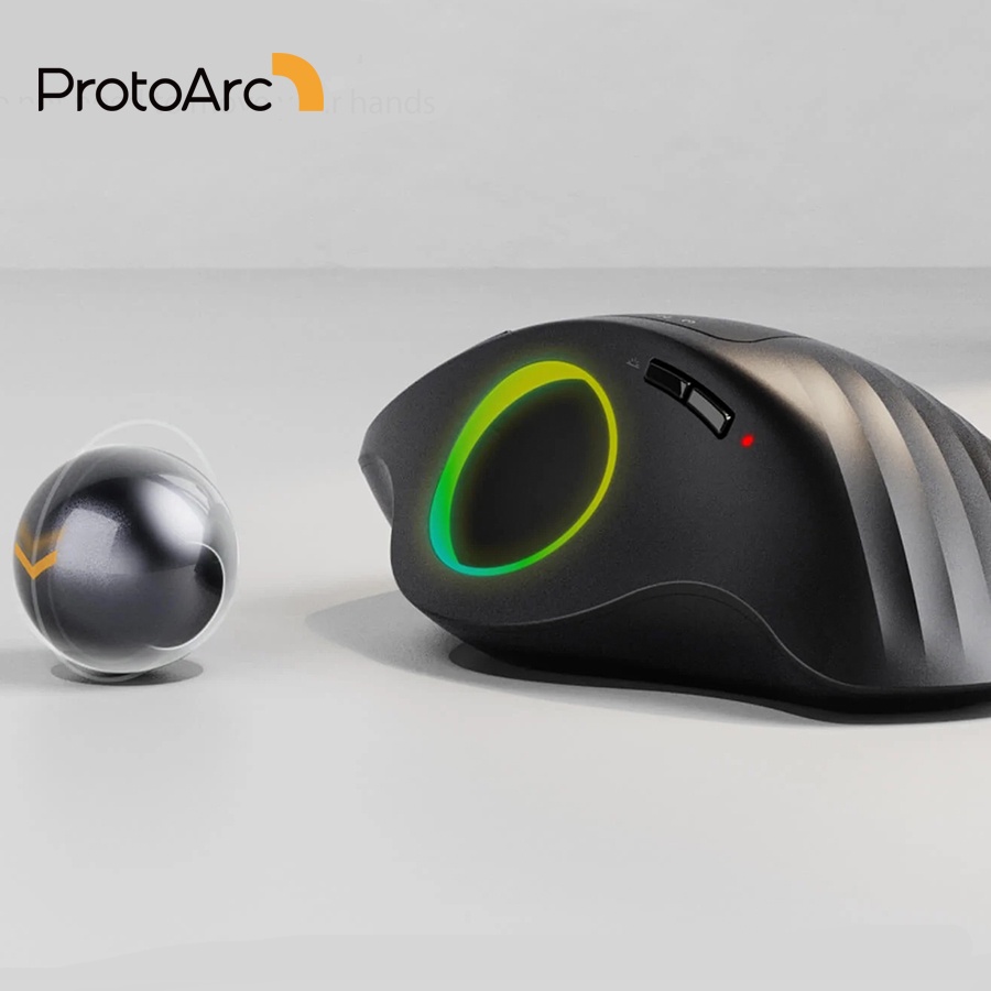 EM01 ☒ProtoArc Bluetooth Wireless Trackball Mouse Rechargeable RGB ...