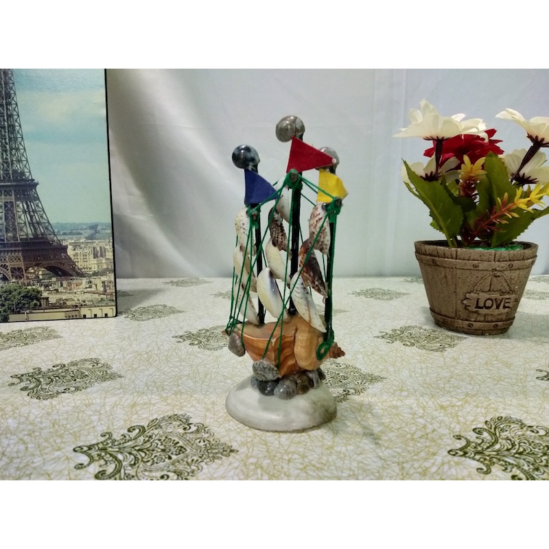 Tiny Seashell Boat Display, Shell Boat Handcrafted Decoration ...
