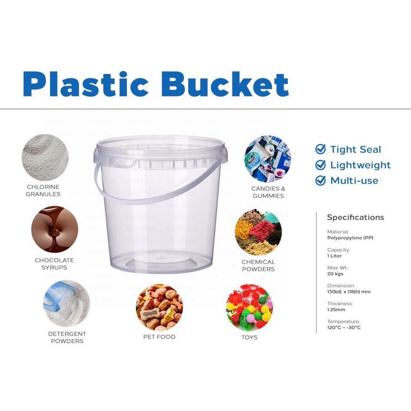 ☌Multi-use Plastic Bucket 4L Container Food Grade Storage Packaging (4 ...