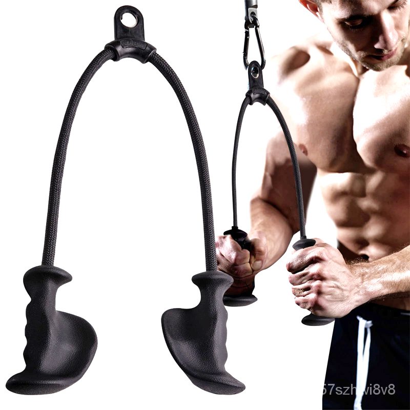 Fitness Tricep Bicep Rope Pull Down Grip Handle Pulley Cable Machine ...