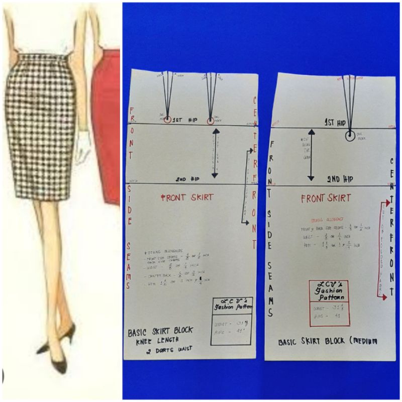 SEWING PATTERN BASIC SKIRT PATTERN BLOCK - SLOPER AND REGULAR PATTERN ...