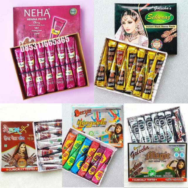 (12Pcs) Henna Golecha Paste HALAL Various Variants | Shopee Philippines