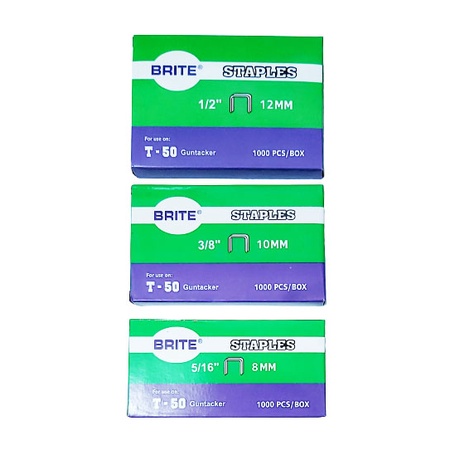 ☑ 1000pcs Brite T50 Staple Wire 5/16"(8mm), 3/8"(10mm), 1/2"(12mm) for ...