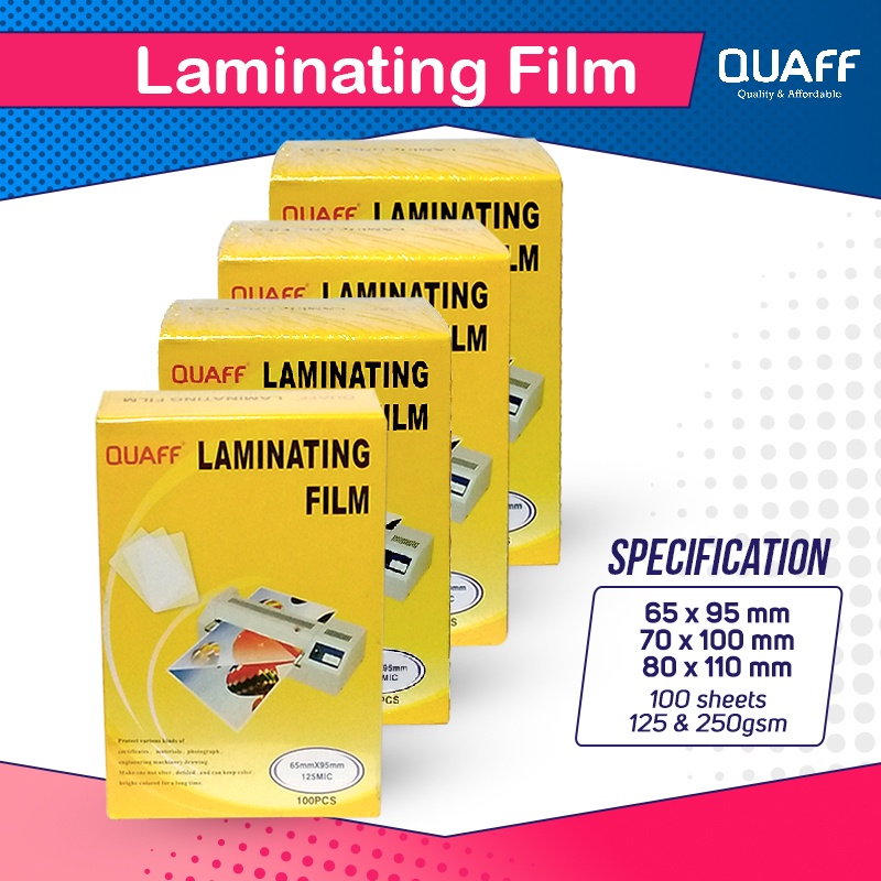 ☞ID Size QUAFF Laminating Film 65x95mm | 70x100mm | 80x110mm 125micron ...