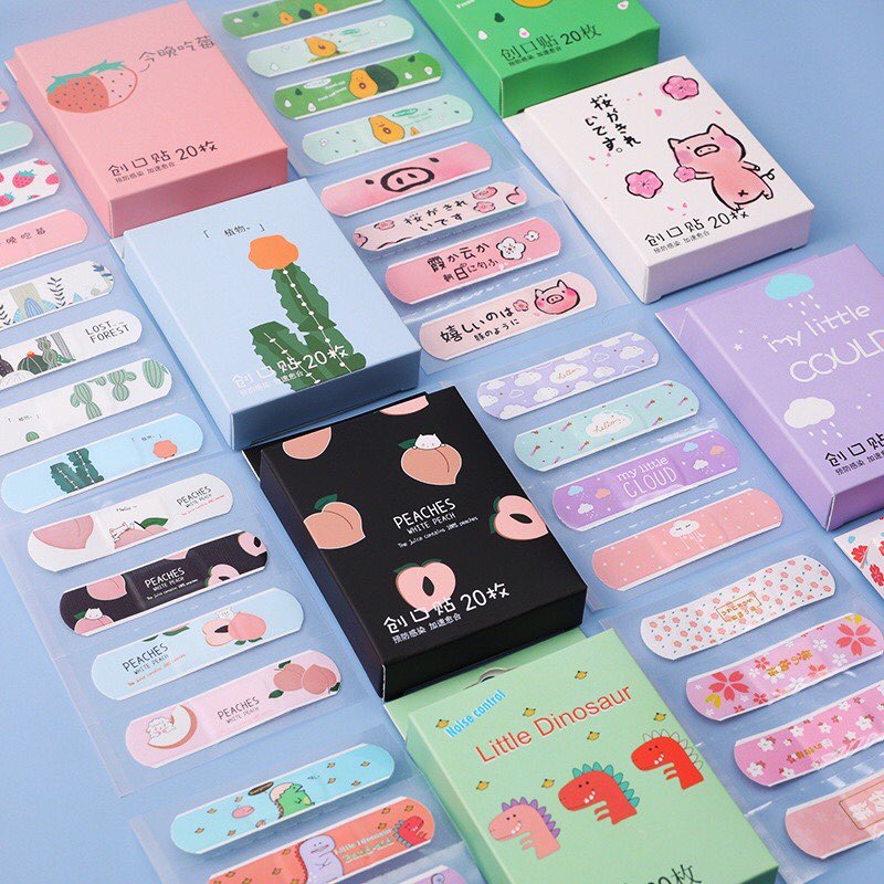 20pcs/box Cute Cartoon Design Adhesive Bandages First Aid Emergency Kit ...