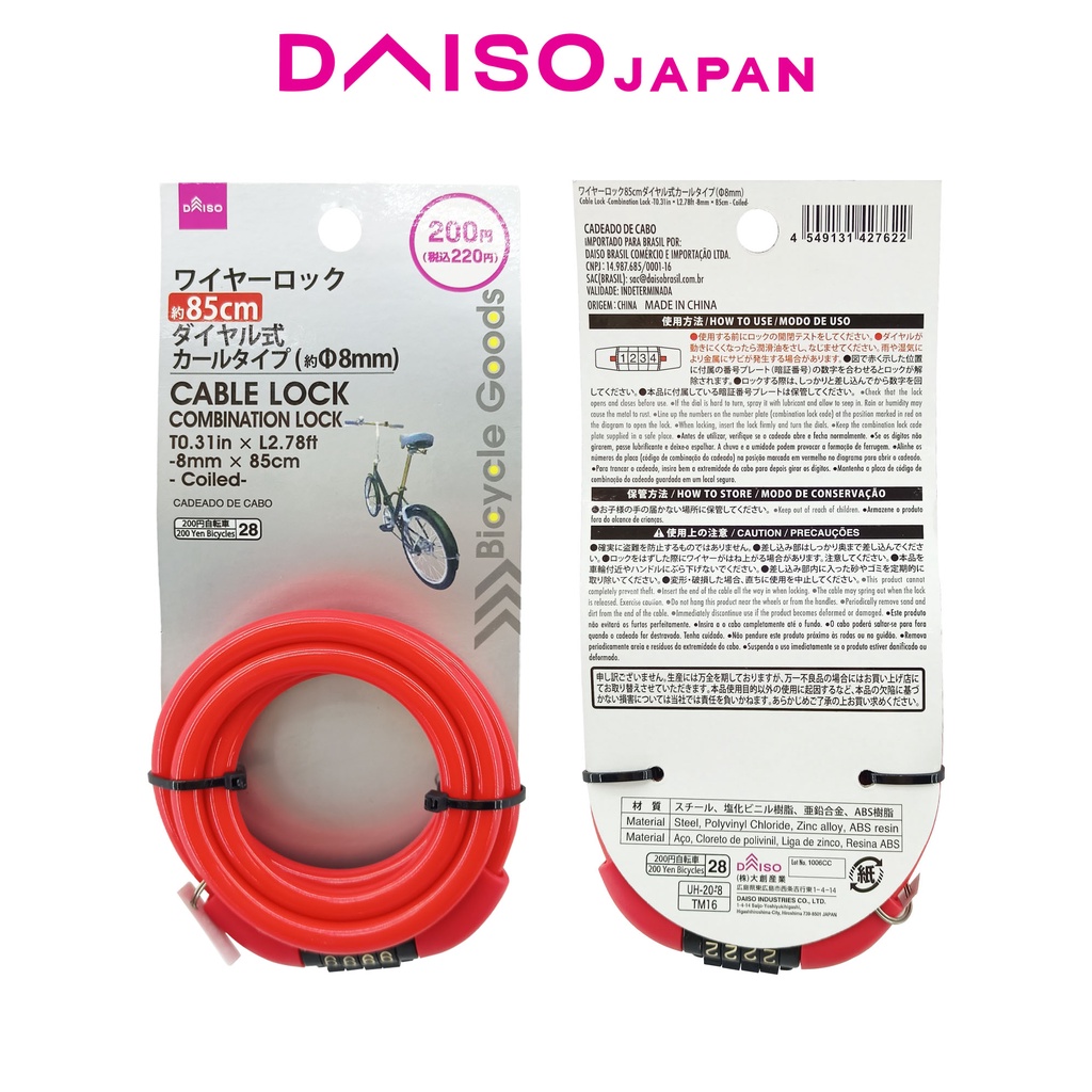 Daiso Coiled Combination Lock Cable | Shopee Philippines