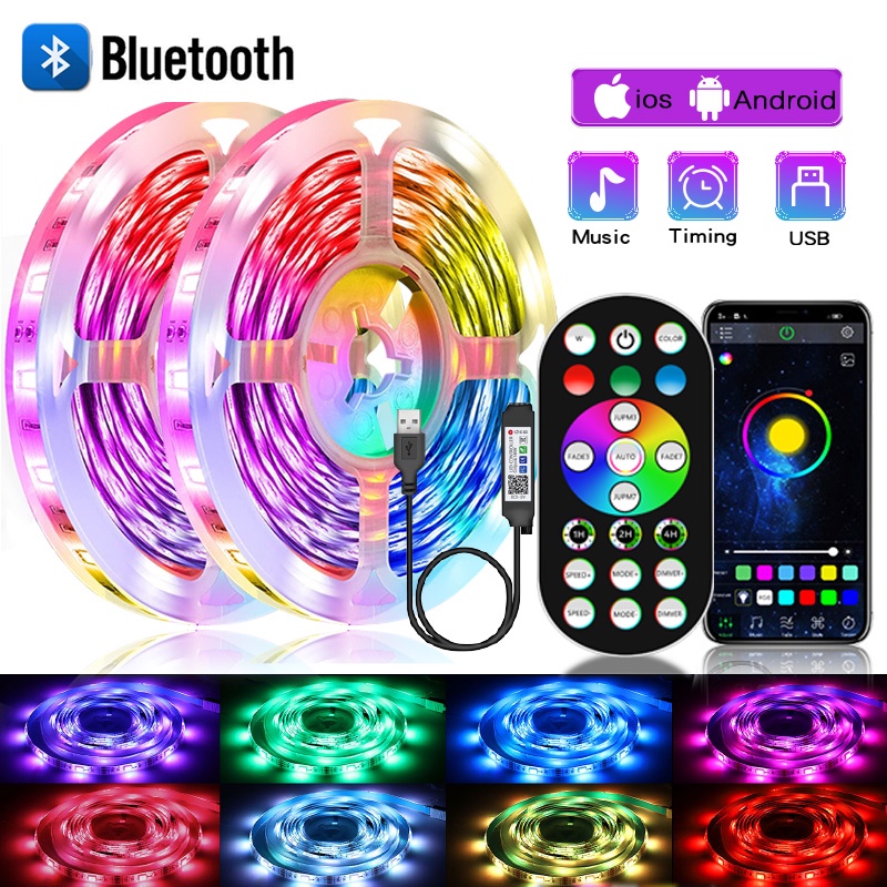 USB DC 5V LED Strip Light Tape 5050 1-20M Bluetooth SMD LED USB RGB Lights Flexible LED Lamp ...