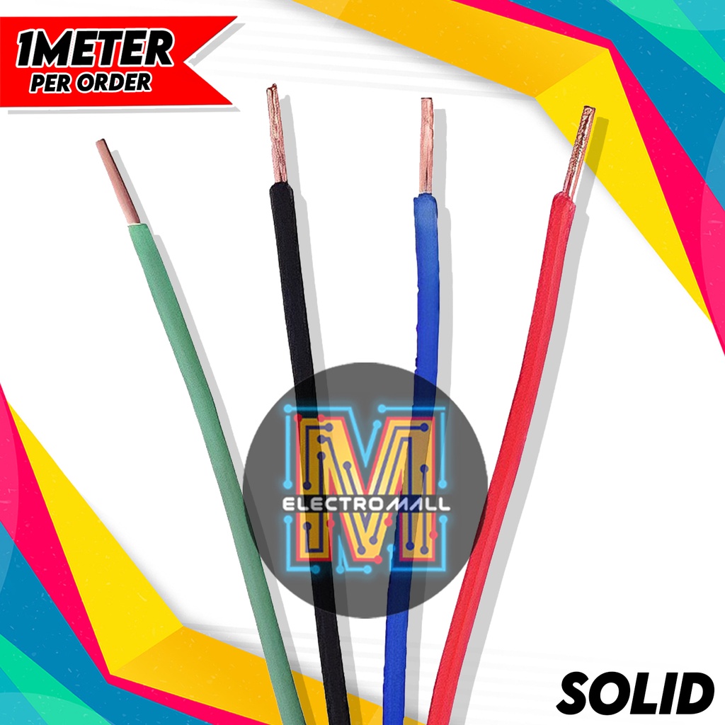 Solid Wire 22 AWG 1 Meter Electrical Copper Cable LED Audio DIY ...