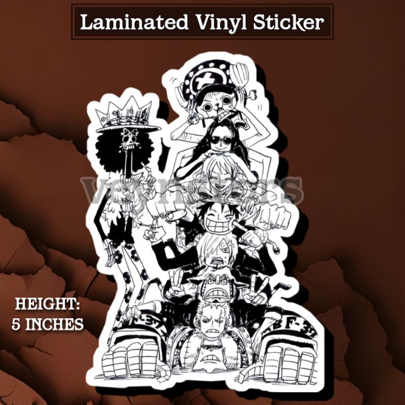 ONE PIECE BLACK AND WHITE LUFFY • WATERPROOF VINYL STICKER ONLY (MATTE ...