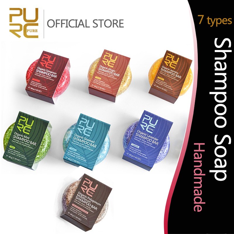 Purc 7types Organic Shampoo Bar Soap Vegan Handmade Cold Processed Anti