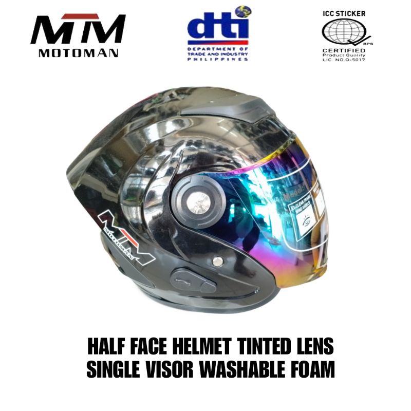 MTM half face helmet tinted lens single visor | Shopee Philippines