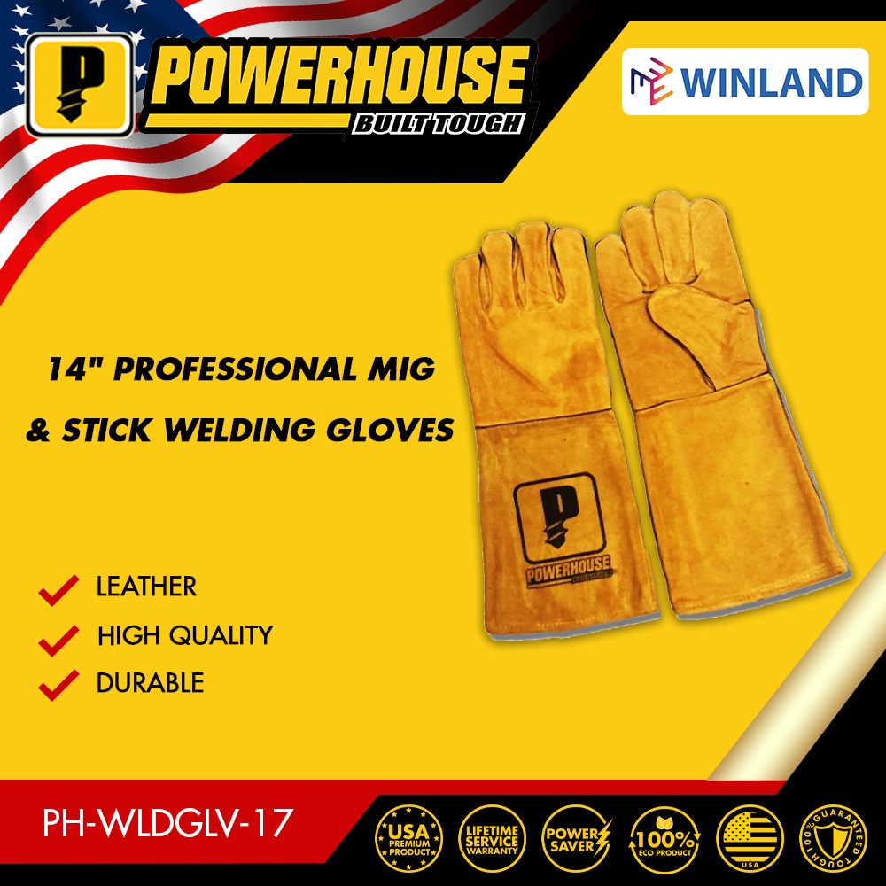 Powerhouse by Winland 17" Professional Mig & Stick Welding Gloves Heavy Duty PH-WLDGLV-17 ...