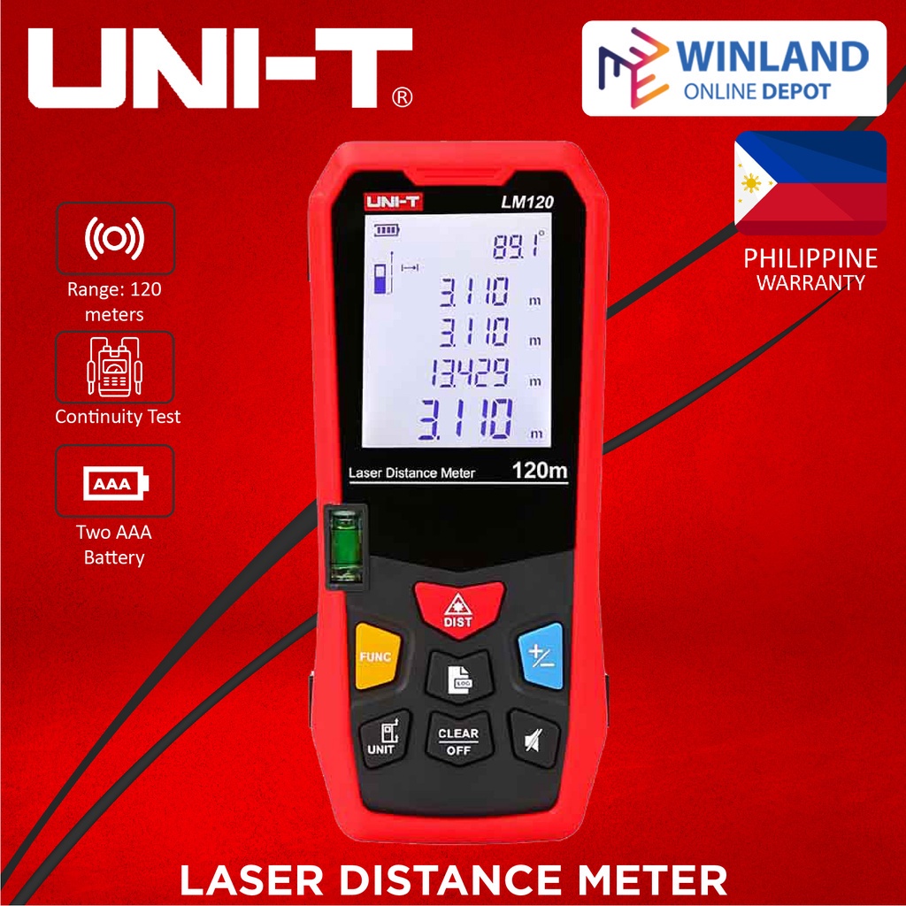 UNI-T by Winland LM Series Laser Distance Meters 120meters with User ...