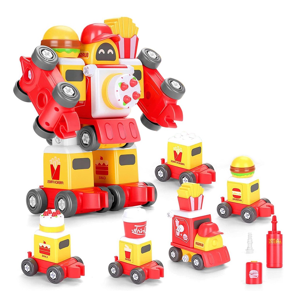 Hamburger Robot Train Building Blocks DIY Puzzle Toys Educational Robot Blocks Set Toy Building ...