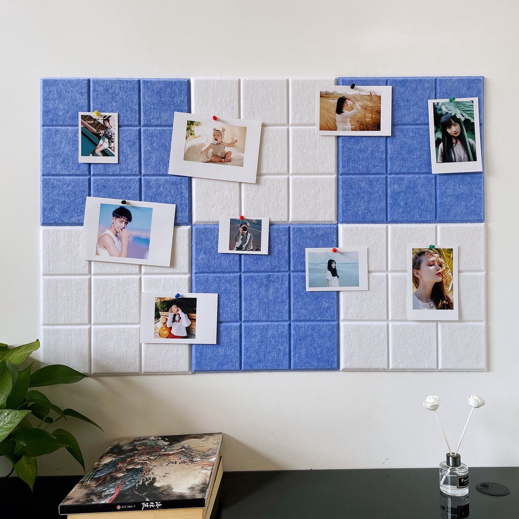 [Aik]DIY Grid Felt Background Board Nordic Square Bulletin Cork Board ...