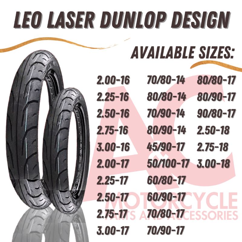 Leo Laser Heavy Duty Tire Dunlop Design Size 14,17 & 18 | Shopee ...