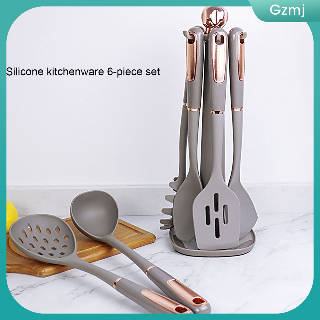 Gzmjcj 7Pcs Kitchen Utensils Set with Holder Non Sticky Dining Room ...