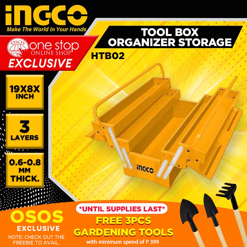 INGCO Original Tool Box 3 LAYERS 495x200x295mm HTB02 •OSOS• | Shopee ...
