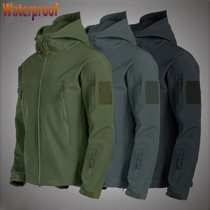 ☾∈Military Shark Skin Soft Shell Jackets Men Tactical Windproof ...