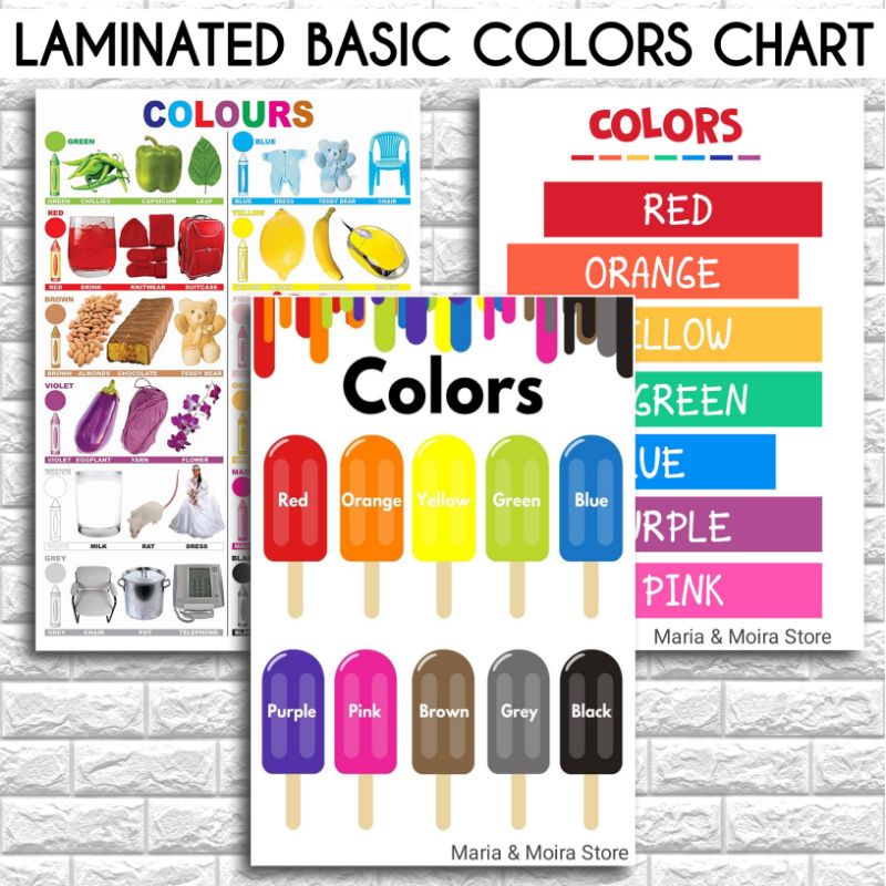 BASIC COLORS CHART | Laminated A4 Size | Colors Educational Wall Chart ...