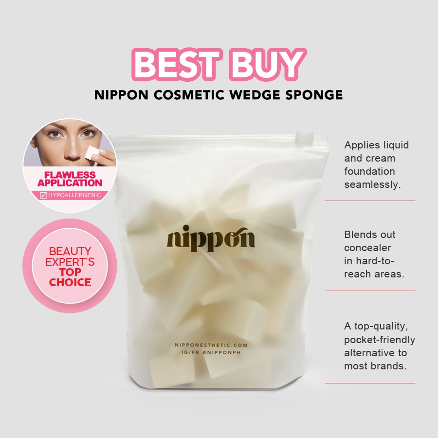 Nippon Cosmetic Wedge Sponge X32 Puff Sponge for Blending | Shopee ...
