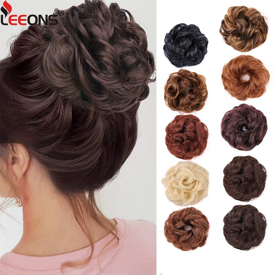 Synthetic Elastic Curly Hair Buns Chignons Hair Scrunchy Extensions ...