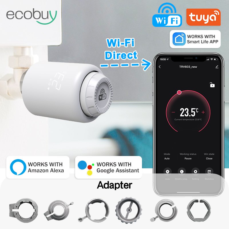 Smart Tuya TRV Thermostat WIFI Thermostatic Radiator Valves ...