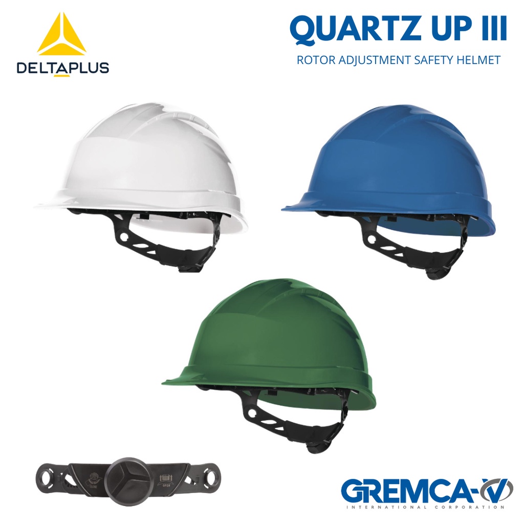 Delta Plus QUARTZ UP III - Safety Helmet with Rotor Adjustment Hard Hat ...