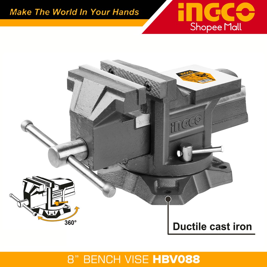 №Ingco HBV088 8" Bench Vise with Anvil _H | Shopee Philippines