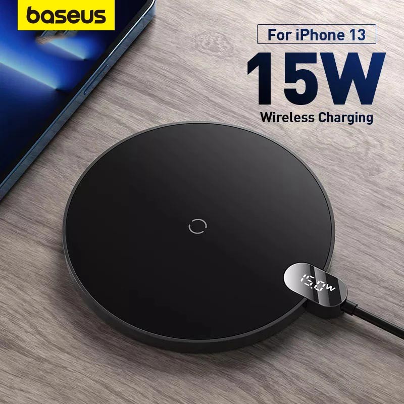 【24-Month Warranty】Baseus 15W Wireless Charger LED Digital Display Fast ...