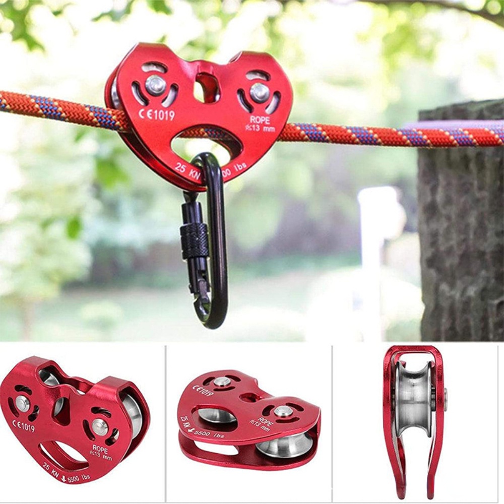 ⊕30kN Dual Trolley Pulley Zipline Pulley Effective for Mountaineering ...