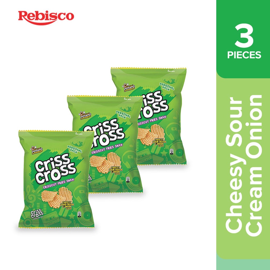 CRISS CROSS Cheesy Sour Cream & Onion 64g (Set of 3) | Shopee Philippines