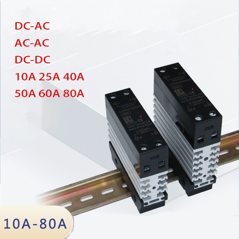 10A 25A 40A 50A 60A 80A Single Phase Slim SSR Solid State Relay With Heat Sink Industrial Relay ...