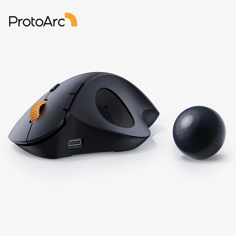 ┅ProtoArc EM04 Trackball Mouse Wireless Rechargeable Ergonomic Vertical ...