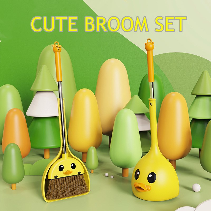 cute yellow duck Kid Mini Home Cleaning Broom Brush Toy Housekeeping ...